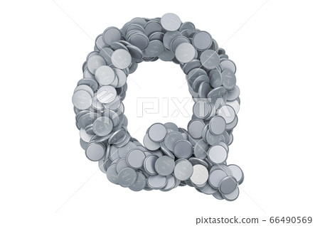 Letter Q from button cells, 3D rendering - Stock Illustration [66490569 ...