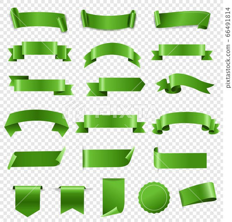 Green Ribbon Set And Labels Transparent background - Stock Illustration ...
