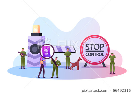 Border Guards Protect Territory. Tiny Male... - Stock Illustration ...