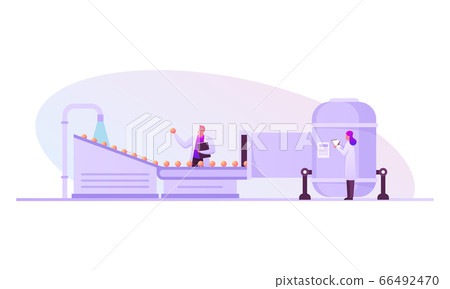 Factory Worker Characters in White Robe Stand... - Stock Illustration ...