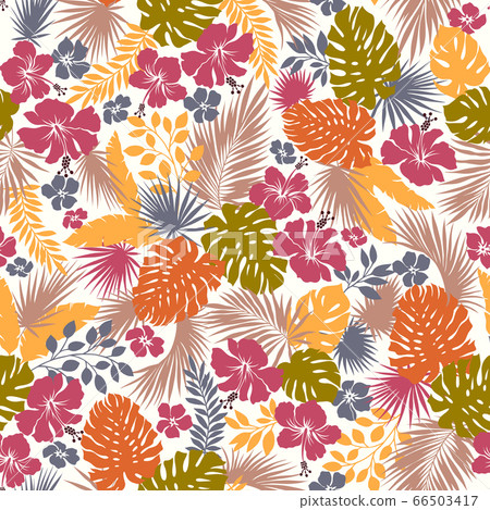 Seamless tropical plant aloha pattern - Stock Illustration [66503417 ...
