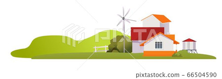 Country house rural landscape banner - Stock Illustration [66504590 ...