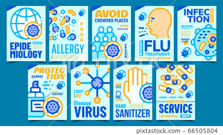 Infection Epidemiology Creative Posters Set Vector - Stock Illustration ...
