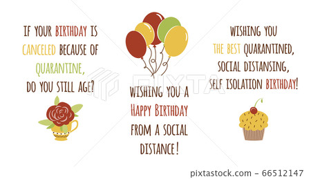 Happy Quarantined Birthday set Funny Quarantine - Stock Illustration ...
