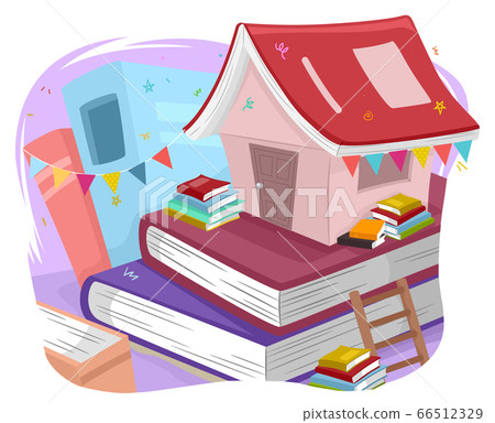 Book Party Setting Buntings Illustration - Stock Illustration [66512329 ...