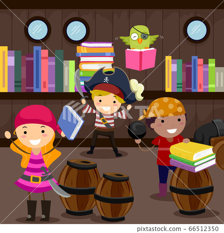 Kids Pirate Library Discovery Illustration-插圖素材 [66512350] - PIXTA圖庫
