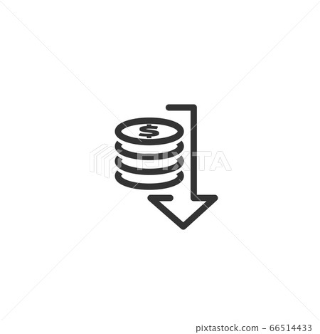 lower cost icon. dollar money decrease symbol with - Stock Illustration ...