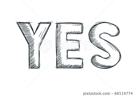 YES text hand drawn sketch. Pencil drawing style - Stock Illustration ...