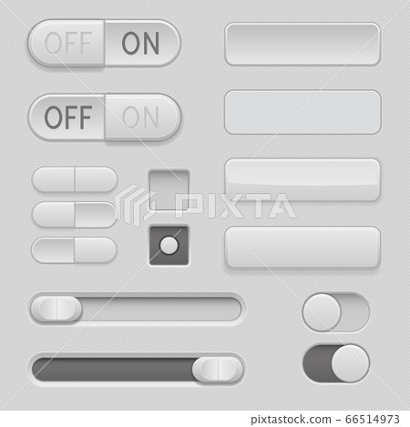 Gray web buttons. Push buttons and sliders - Stock Illustration [66514973] - PIXTA