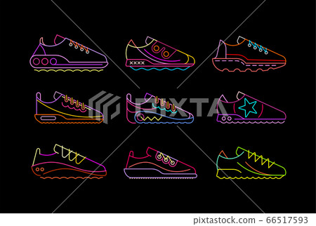 Sports Shoes Neon Vector Icons - Stock Illustration [66517593] - PIXTA