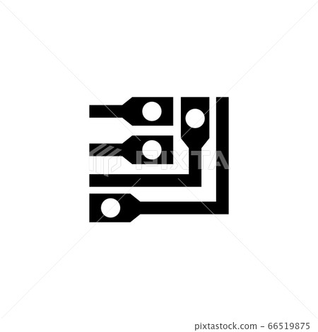 Computer Circuit, Semiconductor Tracks Flat Vector - Stock Illustration ...