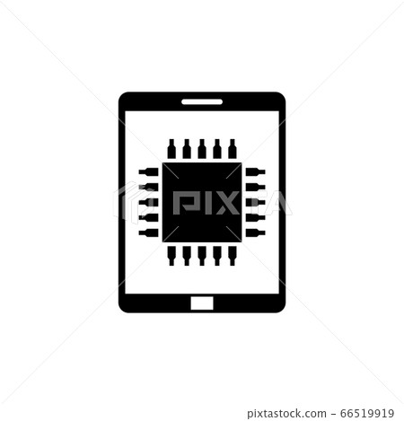 Mobile Processor, Phone Microprocessor Flat Vector - Stock Illustration ...