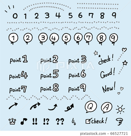 Cute handwritten numbers and symbols on blue... - Stock Illustration ...
