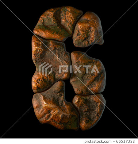 Rocky number 6. Font of stone isolated on black... - Stock Illustration ...