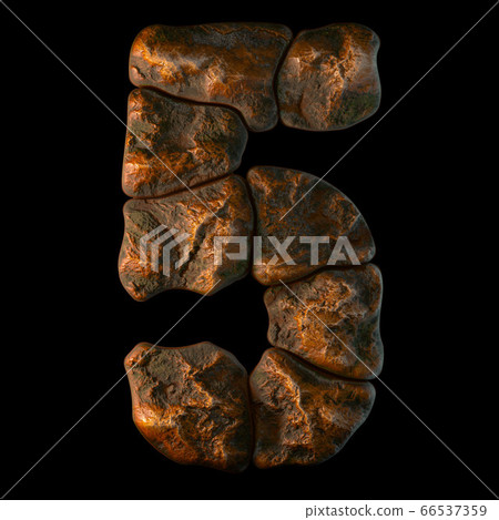 Rocky number 5. Font of stone isolated on black... - Stock Illustration ...