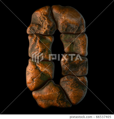 Rocky letter O. Font of stone on black... - Stock Illustration ...