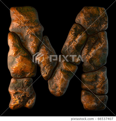 Rocky letter M. Font of stone on black... - Stock Illustration ...
