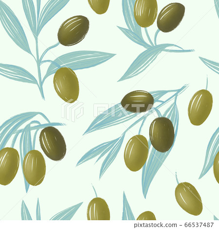 Seamless pattern with olives branches. Cute... - Stock Illustration ...