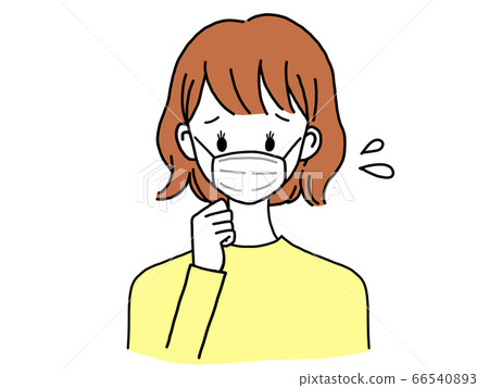 A young woman in an anxious facial mask - Stock Illustration [66540893 ...