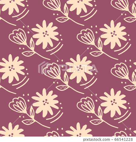 Abstract flower seamless pattern in line art style - Stock Illustration ...