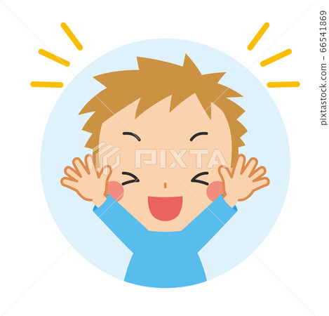 An icon of a cute boy who is overjoyed and... - Stock Illustration ...