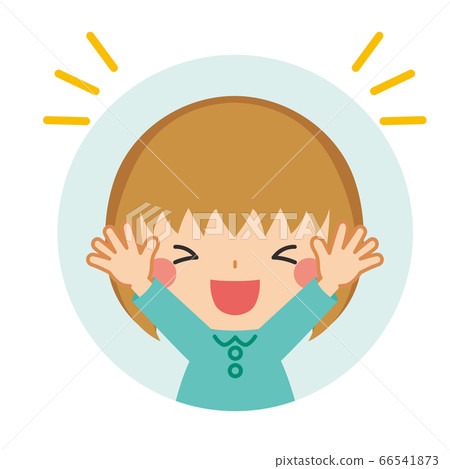 An icon of a cute girl who is overjoyed and... - Stock Illustration ...