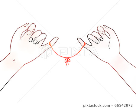 Red thread and male and female hands... - Stock Illustration [66542972 ...