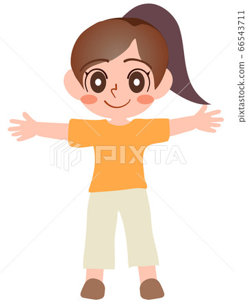 Children with open arms to keep a distance,... - Stock Illustration ...