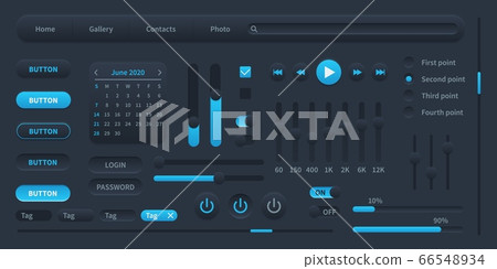 Black user interface. Modern ui elements... - Stock Illustration ...