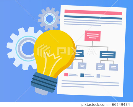 Page with Scheme, Light Bulb, Presentation Vector - Stock Illustration ...