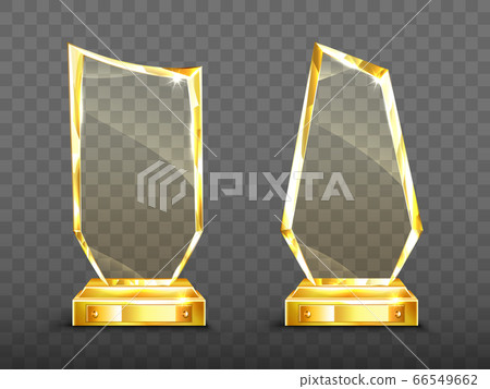 Golden award glass trophy with sparkling edges - Stock Illustration ...