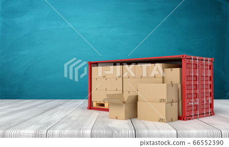 3d rendering of red shipping container filled... - Stock Illustration ...