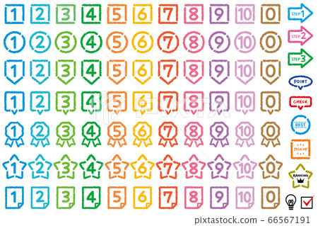 Hand drawn style colorful numbers icon mark - Stock Illustration ...