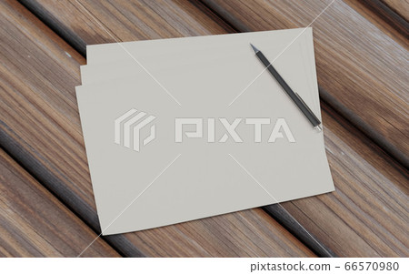 Open blank note book on wooden desk with pen... - Stock Illustration ...