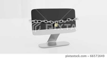 metal chain on computer monitor display... - Stock Illustration ...