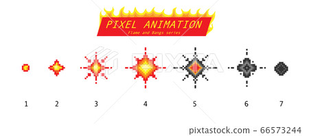 Nuclear explosion. Pixel art 8 bit fire... - Stock Illustration ...