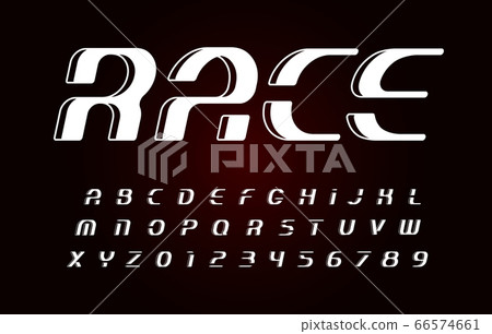 Race Letters and numbers collection. Italic...-插圖素材 [66574661] - PIXTA圖庫