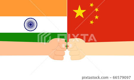 Fist hands fighting eachather on flags between-插圖素材 [66579097] - PIXTA圖庫