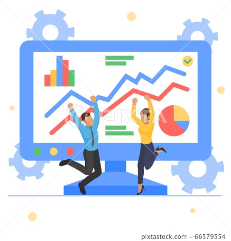 Business graph report growth, vector... - Stock Illustration [66579554 ...