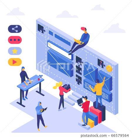Seo analysis teamwork, vector illustration.... - Stock Illustration ...