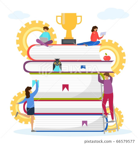 Knowledge in book stack, vector illustration.... - Stock Illustration ...