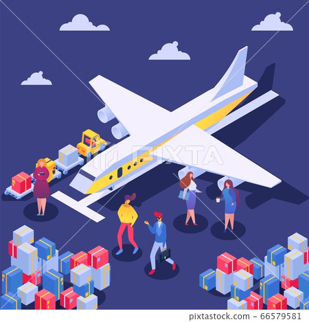 Airplane cargo delivery concept, vector... - Stock Illustration ...