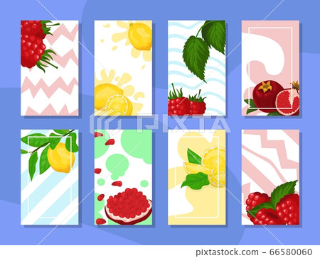 Summer fruit set background card poster, vector... - Stock Illustration ...