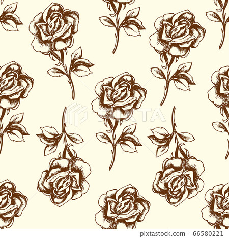 Vintage floral seamless pattern with roses - Stock Illustration ...
