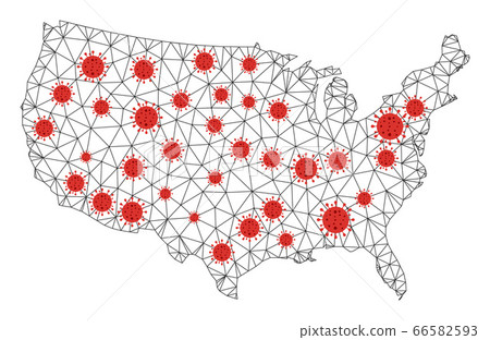 Polygonal 2D Mesh Vector United States Map with... - Stock Illustration ...
