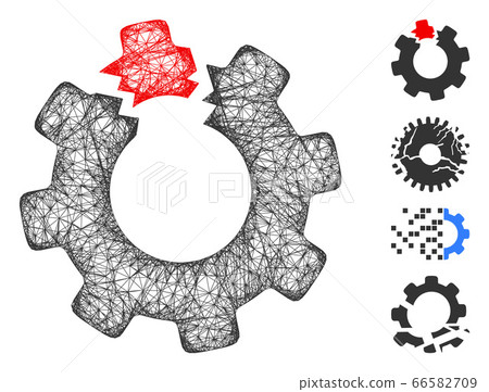 Broken Cog Web Vector Mesh Illustration - Stock Illustration [66582709 ...