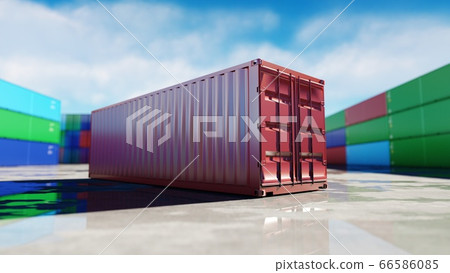 Container depot, wharehouse, seaport. Aeril... - Stock Illustration ...