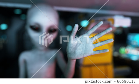 Alien in space ship. hand reaching out with... - Stock Illustration ...