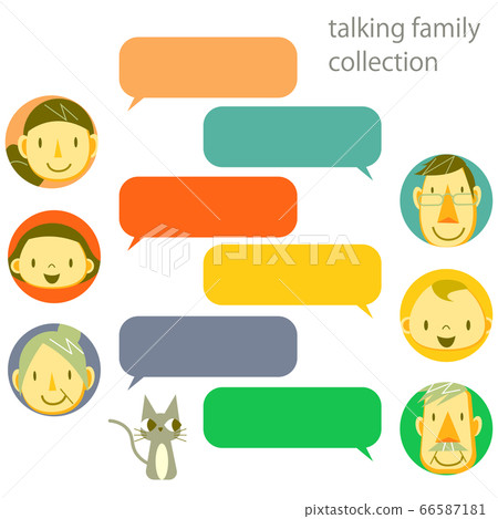 Fun family chat set with cats - Stock Illustration [66587181] - PIXTA