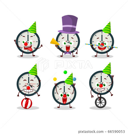 Cartoon character of clock with various circus... - Stock Illustration ...